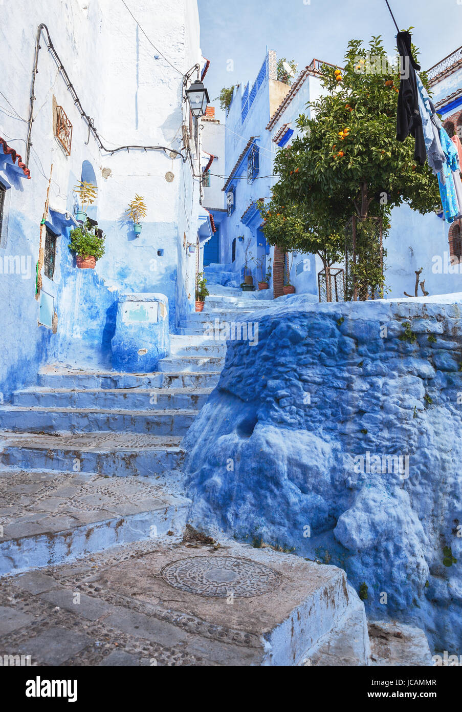 A narrow street in the medina, Chefchaouen, Morocco Stock Photo - Alamy
