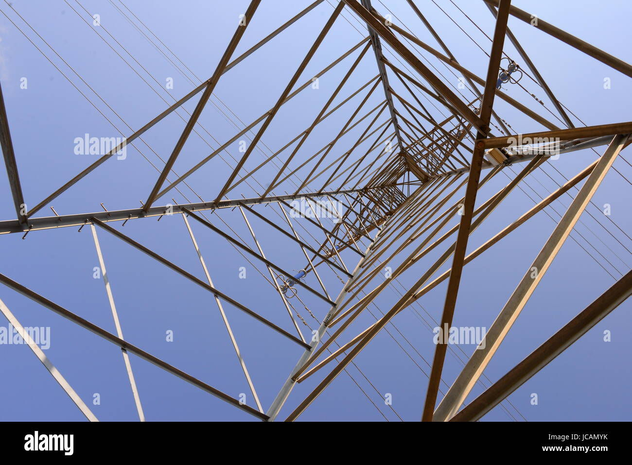 high voltage lines in spain Stock Photo - Alamy