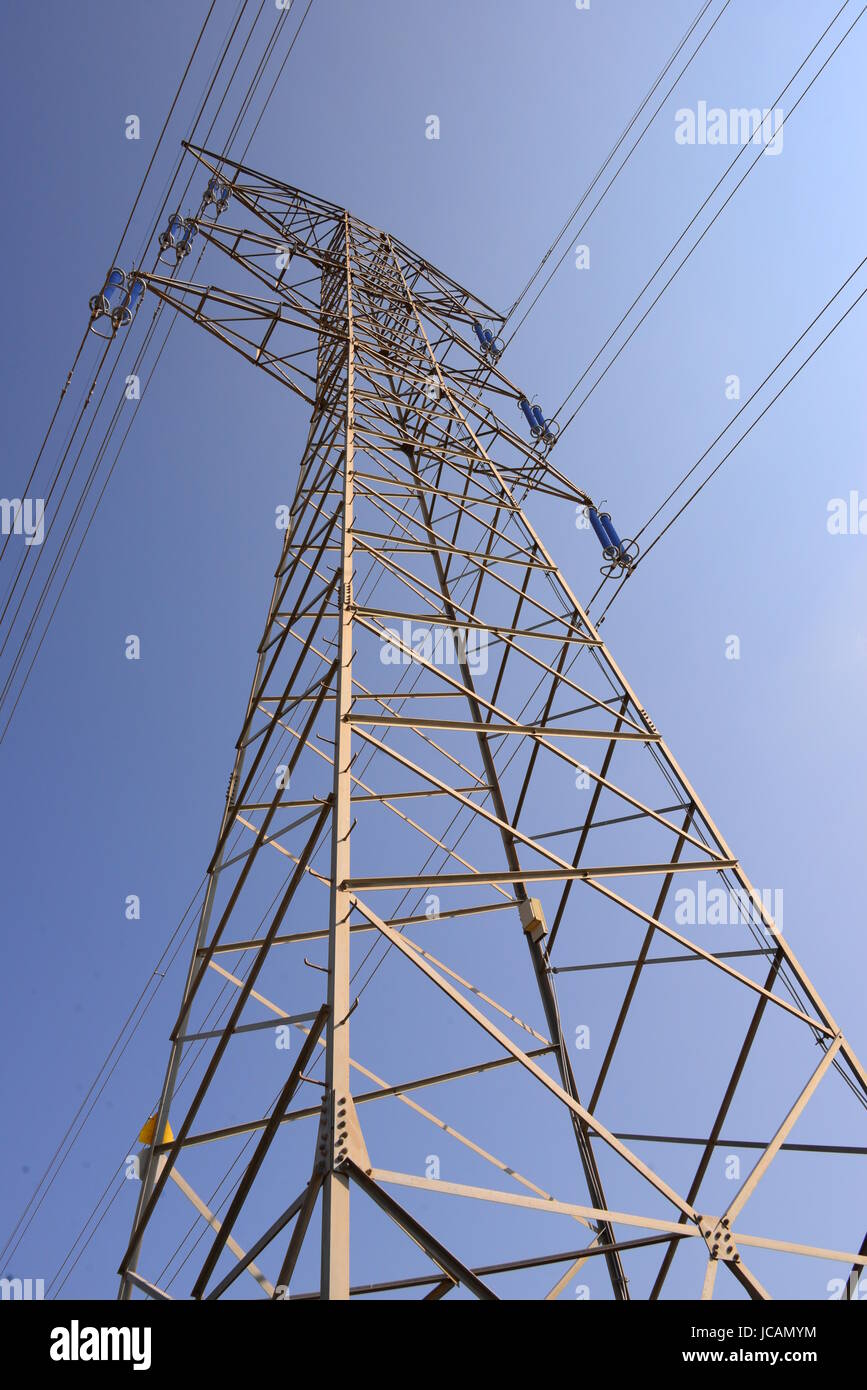 high voltage lines in spain Stock Photo - Alamy