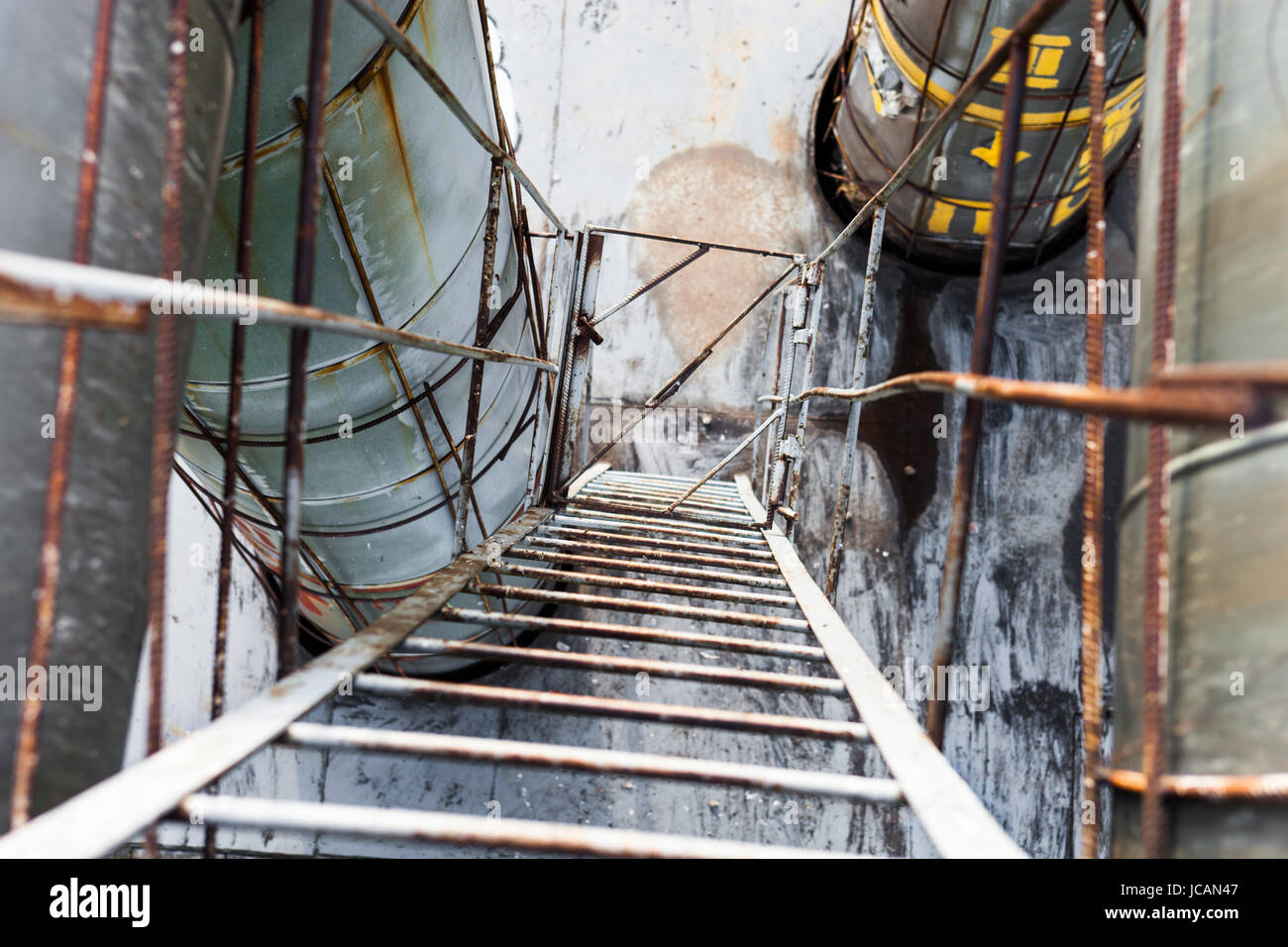 Elevated pipelines with the ladder shot from above Stock Photo - Alamy