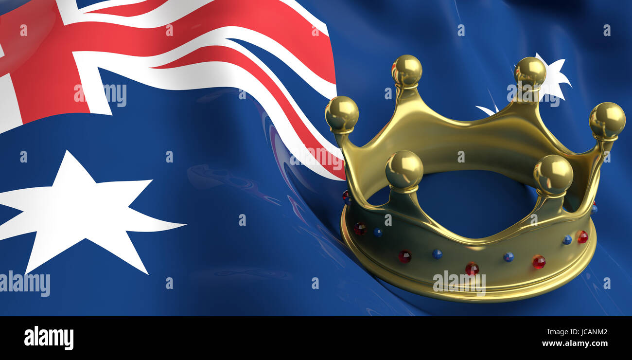 Commonwealth of Australia. Golden crown on Australia flag background ...