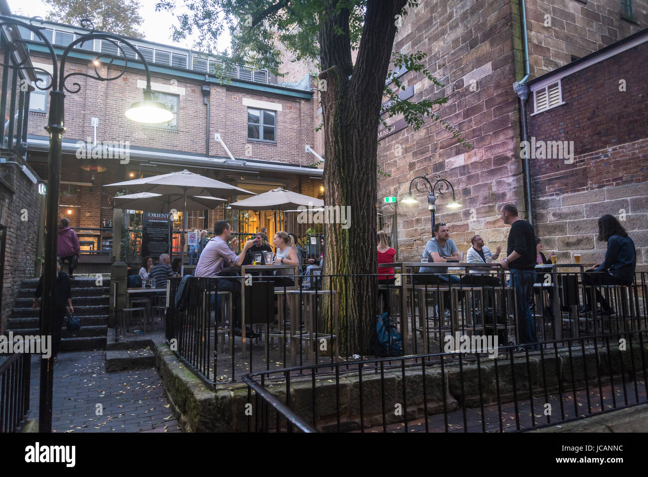 Outdoors bar in The Rocks, the oldest area of the city, Sydney, NSW ...