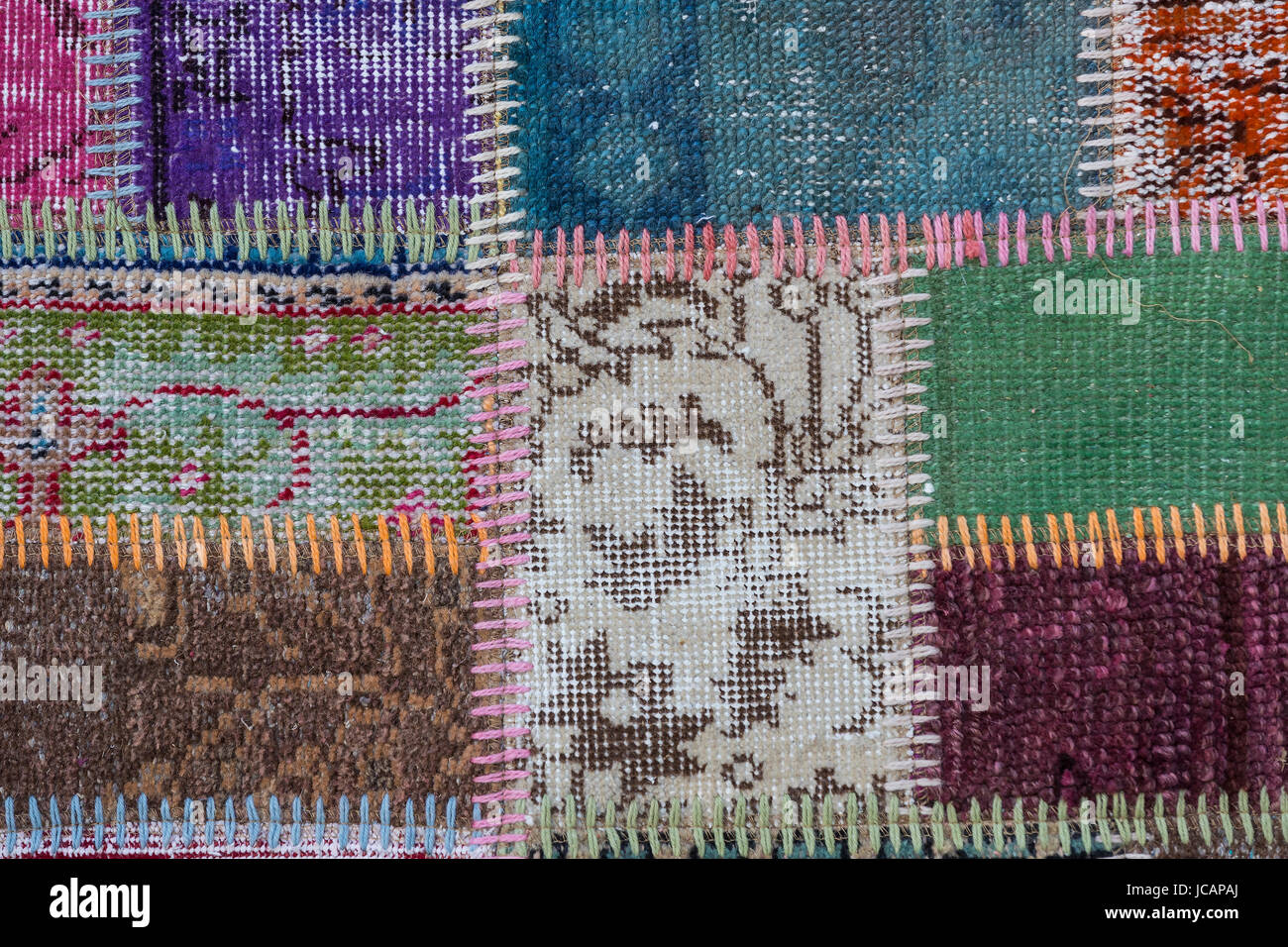 Texture of a piece of old carpet to sew thick threads Stock Photo - Alamy