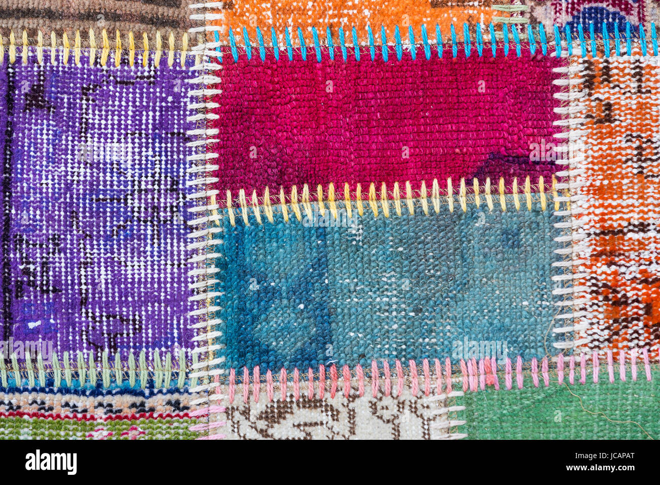 Texture of a piece of old carpet to sew thick threads Stock Photo - Alamy