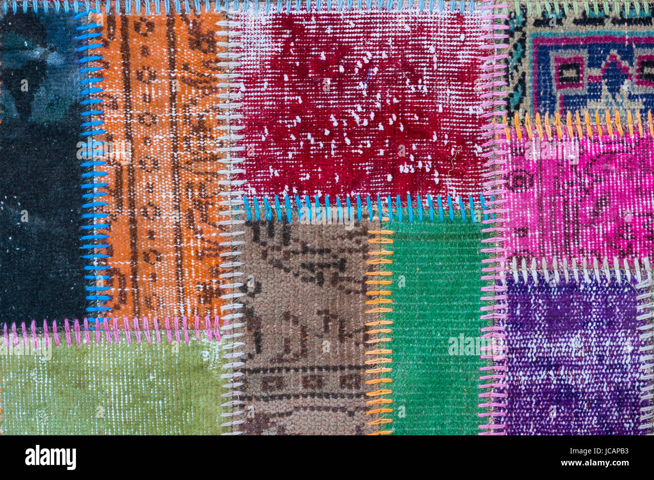 Texture of a piece of old carpet to sew thick threads Stock Photo - Alamy