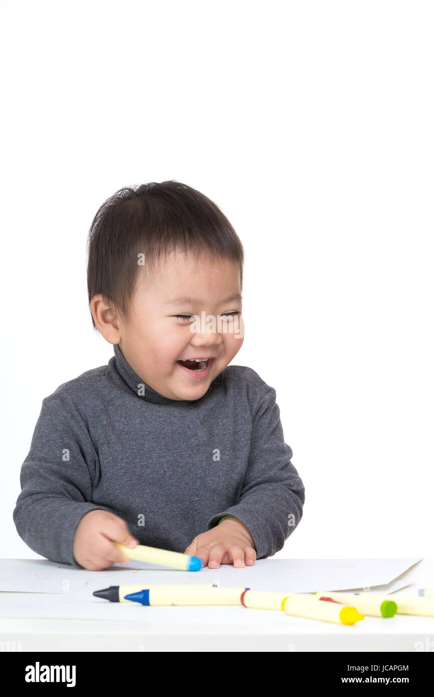 Asian baby boy love drawing Stock Photo - Alamy