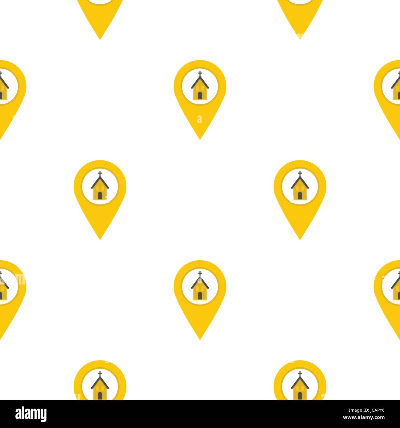 Yellow map pointer with church sign pattern flat Stock Vector Image ...