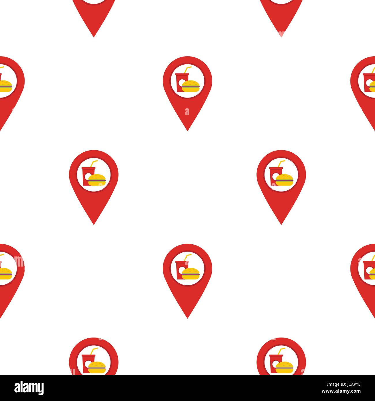 Red map pointer with fast food sign pattern flat Stock Vector Image ...
