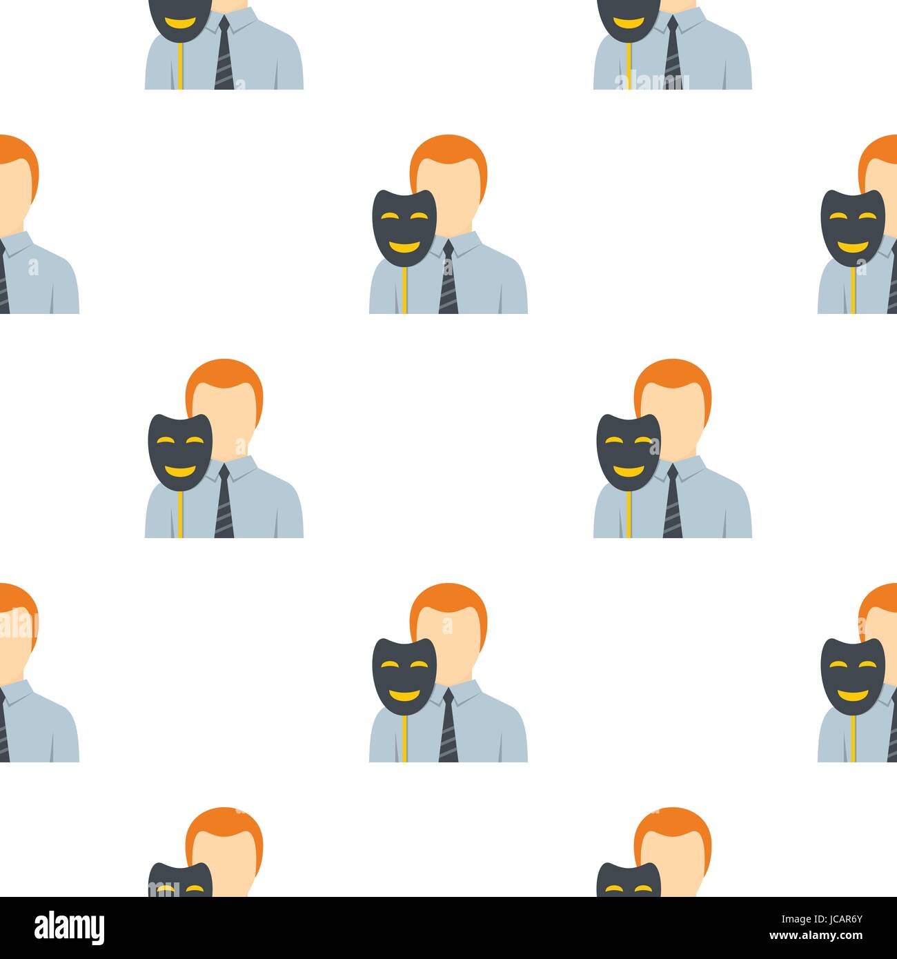 Businessman holding fake mask smile pattern flat Stock Vector Image ...