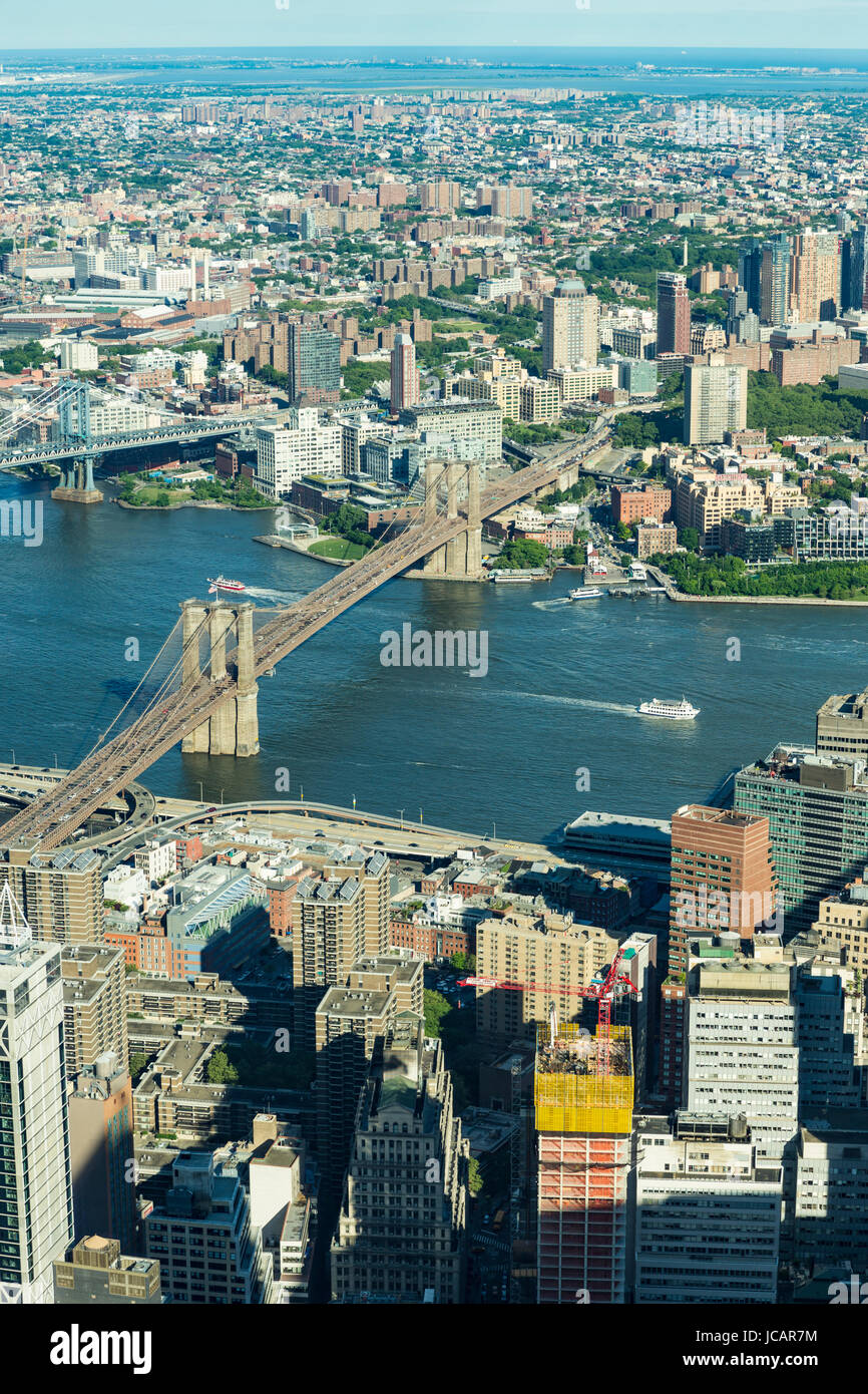 View of Brooklyn bridge and downtown Brooklyn from above Stock Photo ...