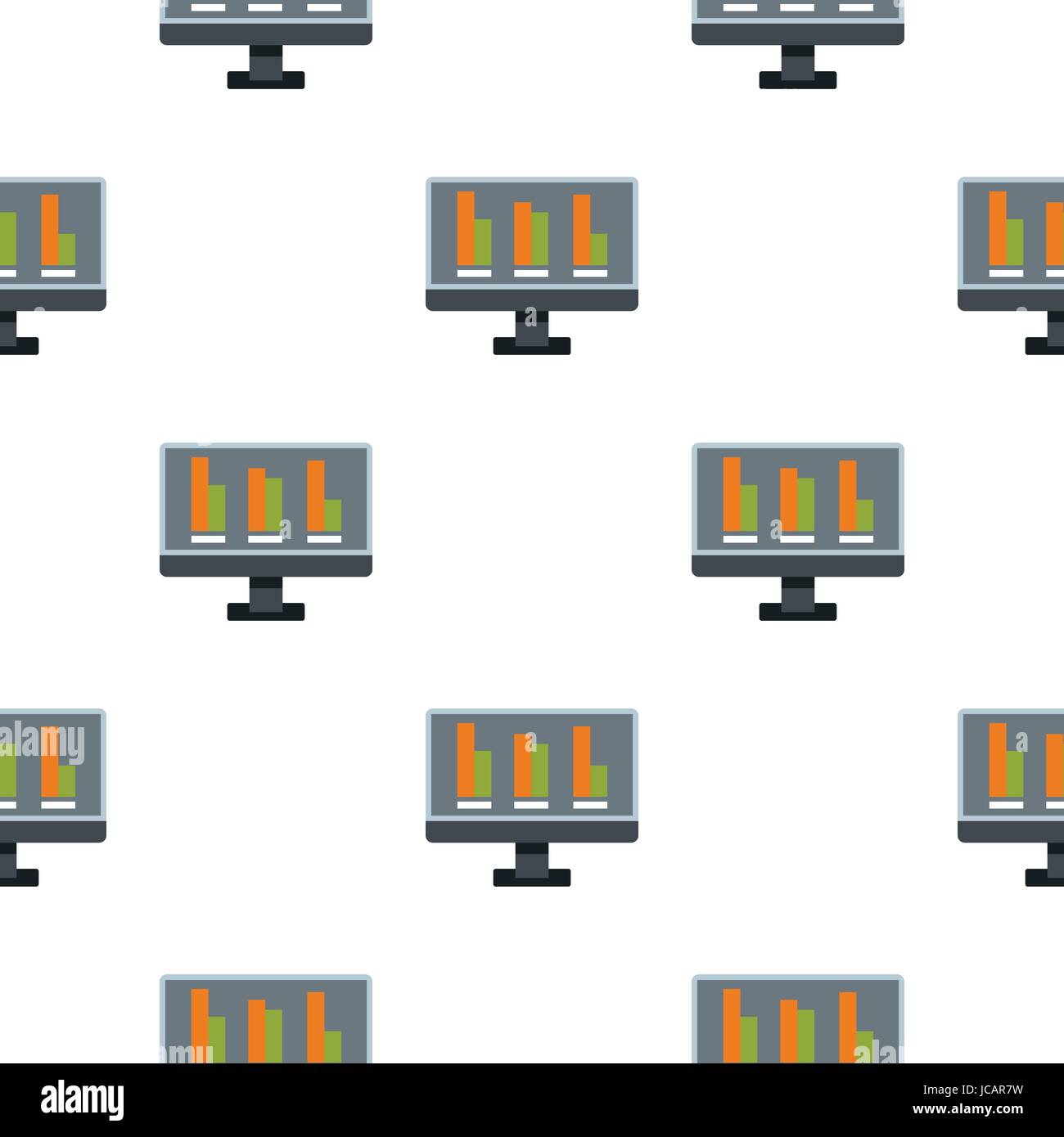 Bar graph on the screen of computer pattern flat Stock Vector Image ...