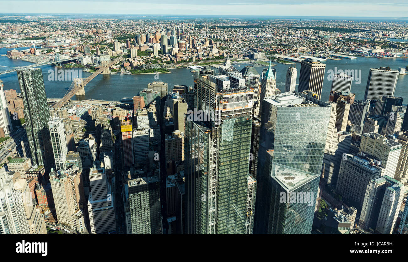 View of Brooklyn bridge and downtown Brooklyn from above Stock Photo ...