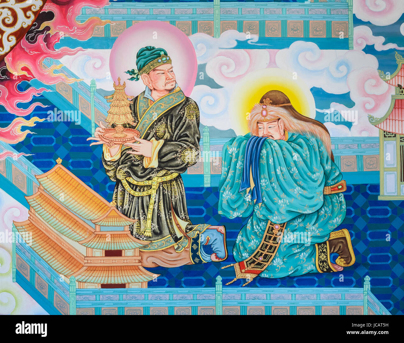 Traditional Chinese mural on temple wall Stock Photo - Alamy