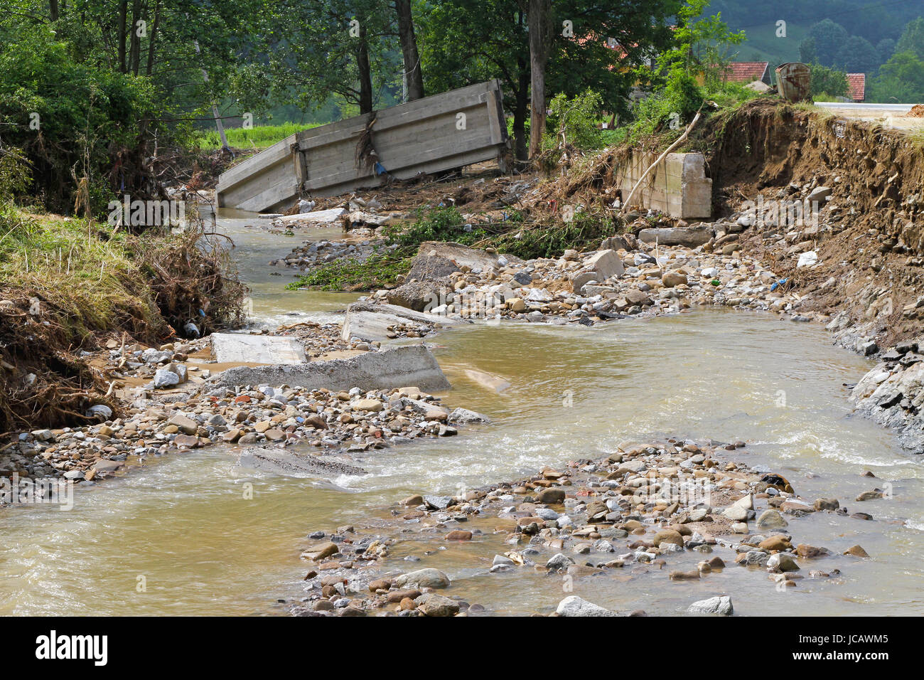 Old bridge distroyed in natural disaster flooding Stock Photo - Alamy