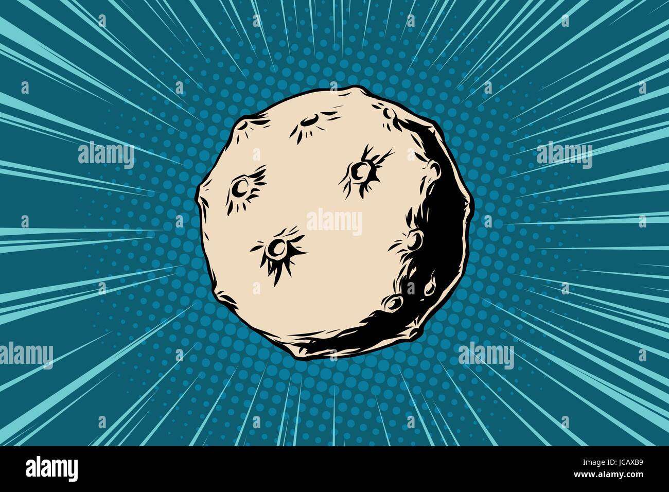 Asteroid with craters in space. Pop art retro vector illustration Stock ...