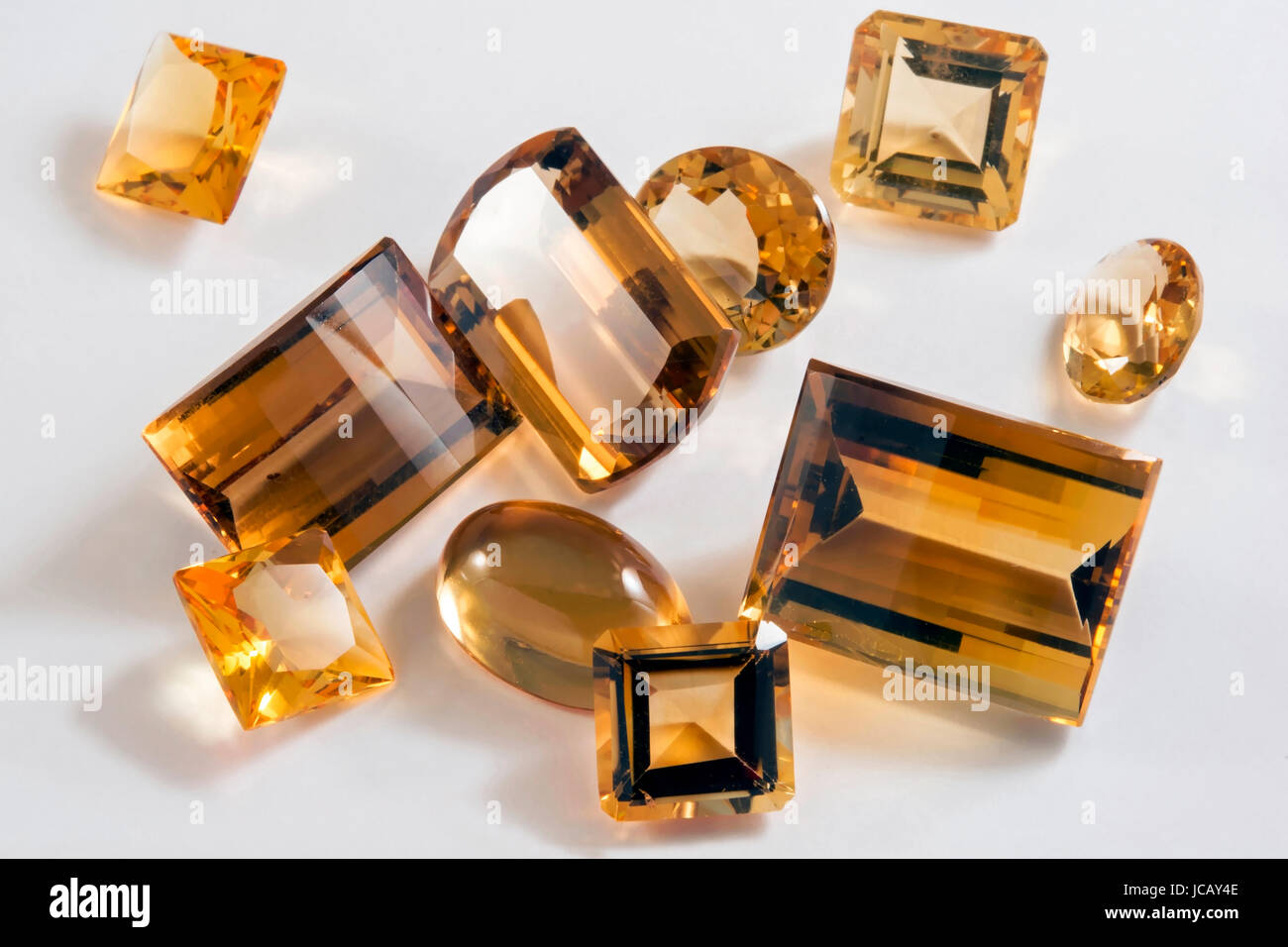 Several yellow citrine stones with different types of cutting Stock ...