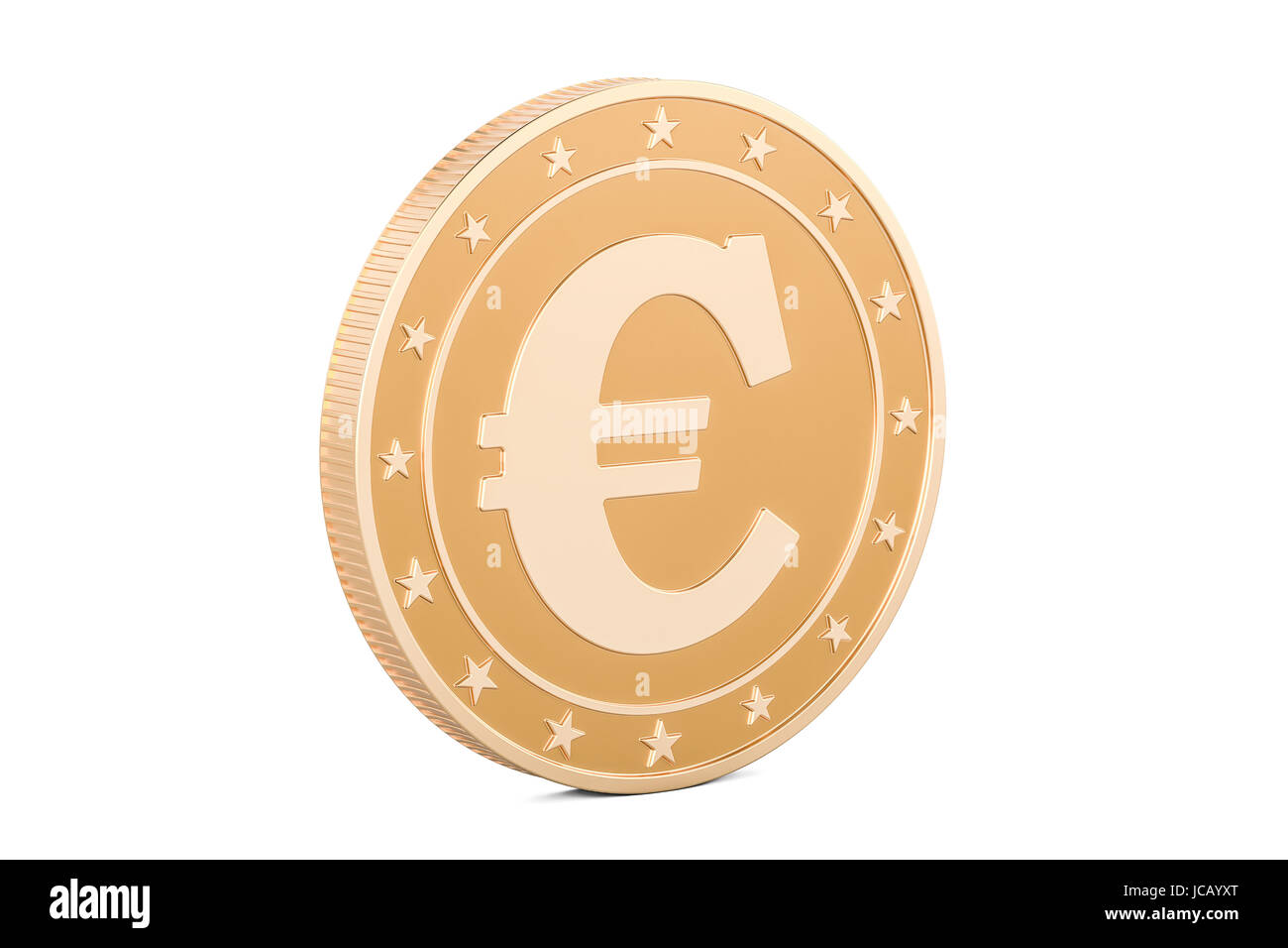 Golden Euro coin, 3D rendering isolated on white background Stock Photo ...