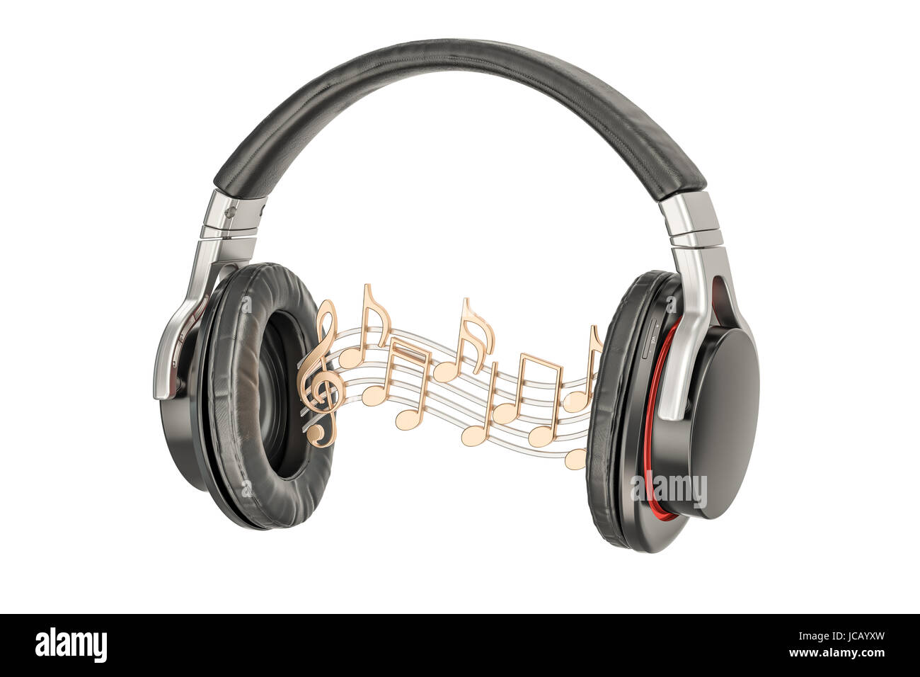 Headphones with music notes, musical concept. 3D rendering isolated on ...