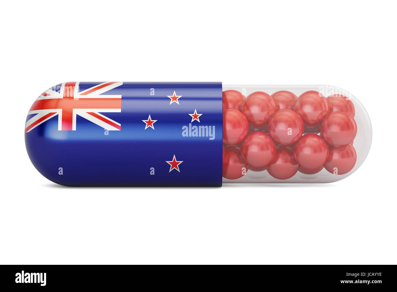 Pill capsule with New Zealand flag, 3D rendering isolated on white ...