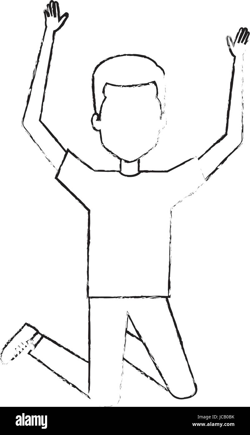 young man celebrating with hands up Stock Vector Image & Art - Alamy