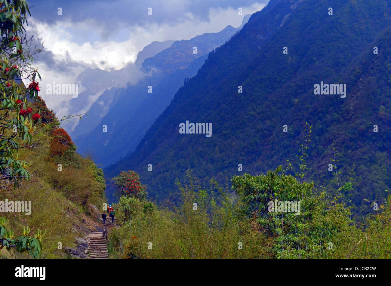 Mountain Landscape in Himalaya, Annapurna Base Camp track. Hills with ...