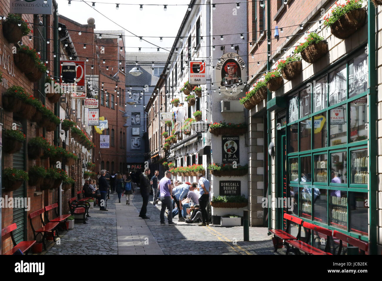 Eating dining drinking in Belfast - people in street outside the Duke ...
