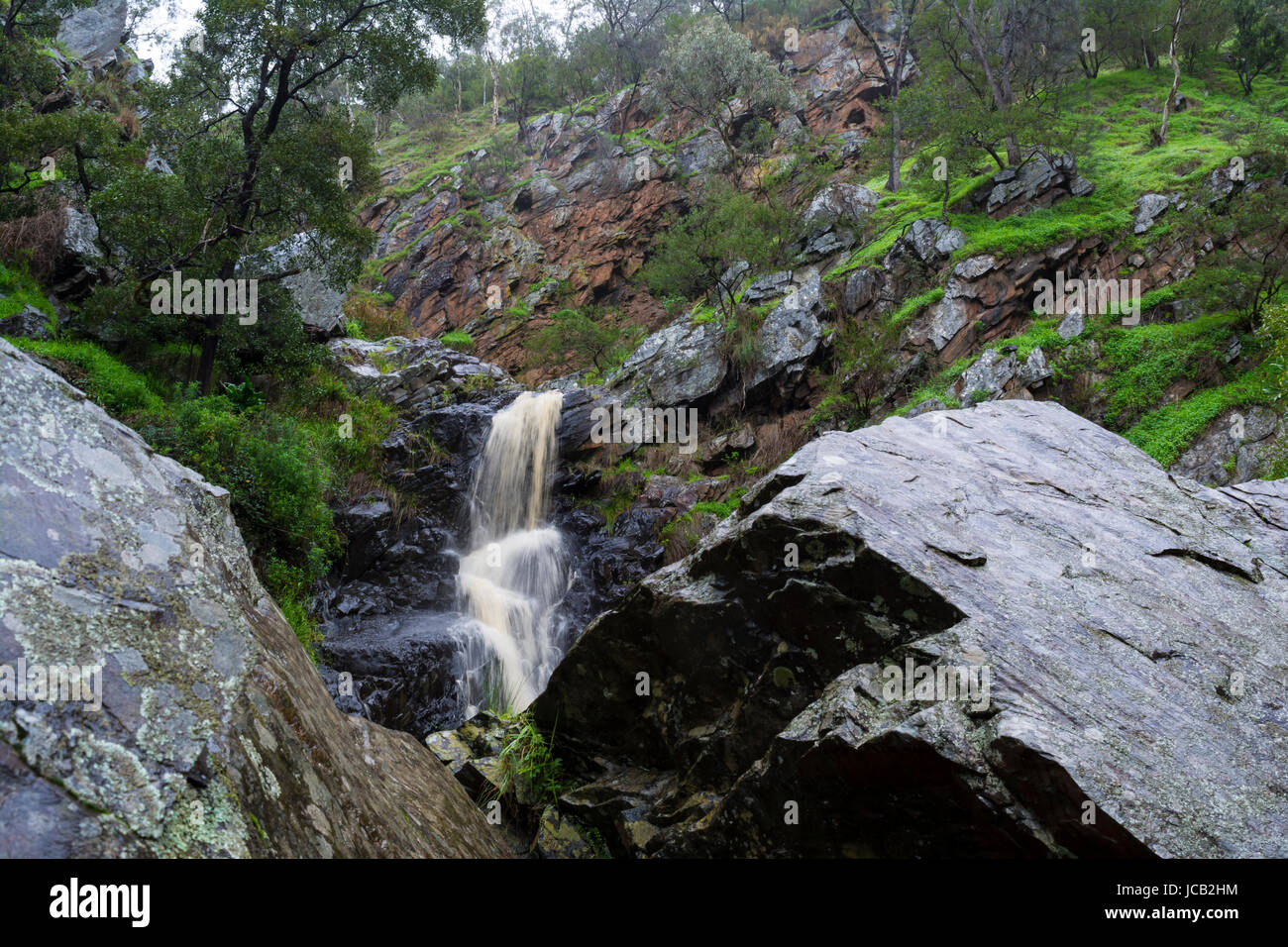 Ingalalla Falls on a wet day, situated at Normanville, South Australia ...