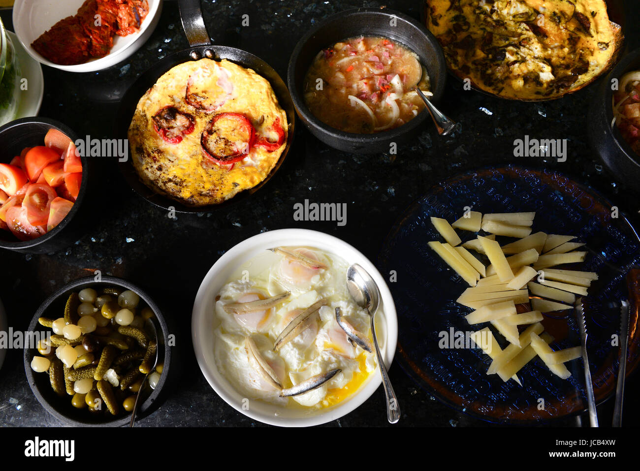 various italian spanish buffet Stock Photo - Alamy
