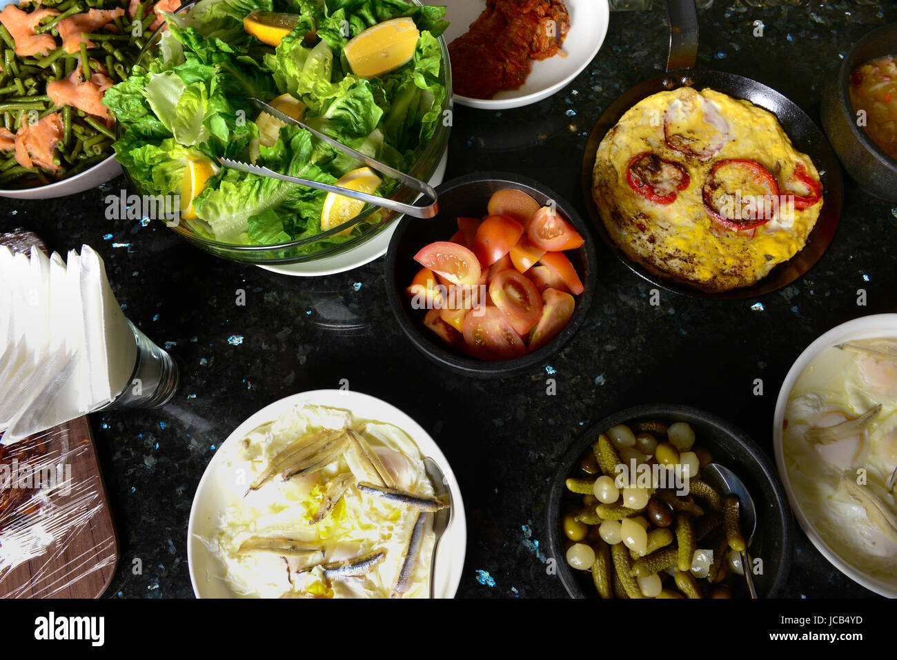 various italian spanish buffet Stock Photo - Alamy
