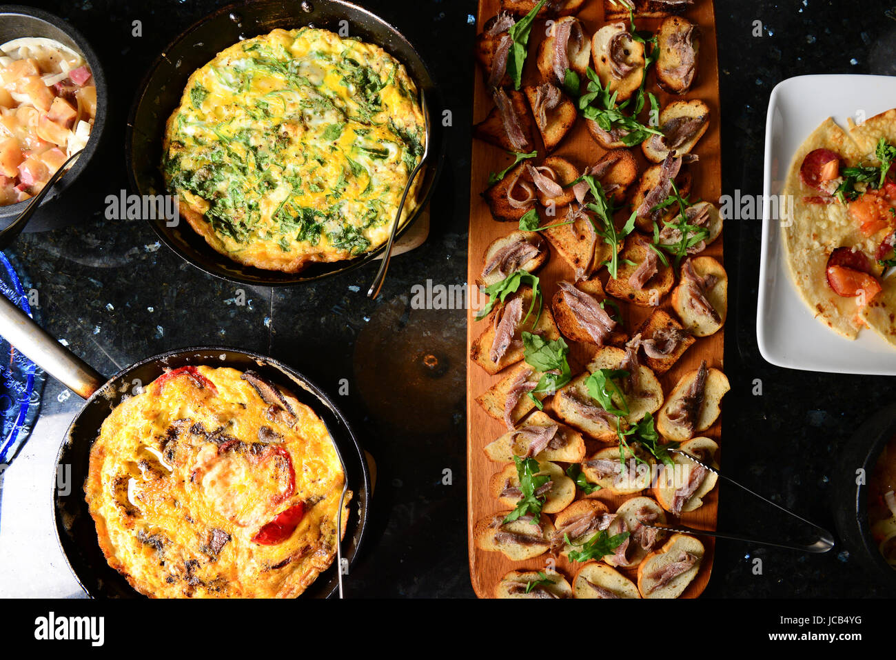 various italian spanish buffet Stock Photo - Alamy