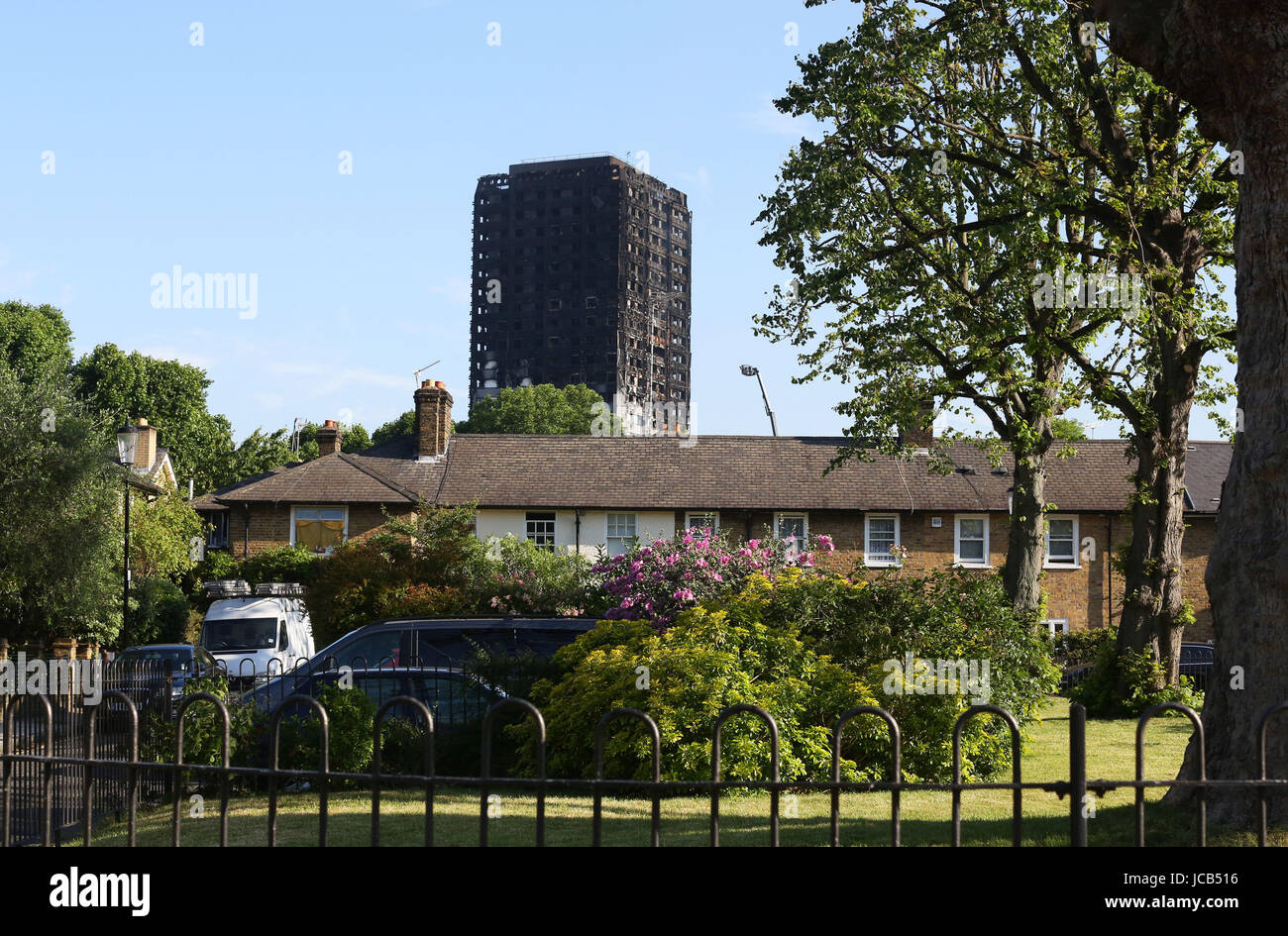 Grenfell Tower in west London after a fire engulfed the 24-storey ...