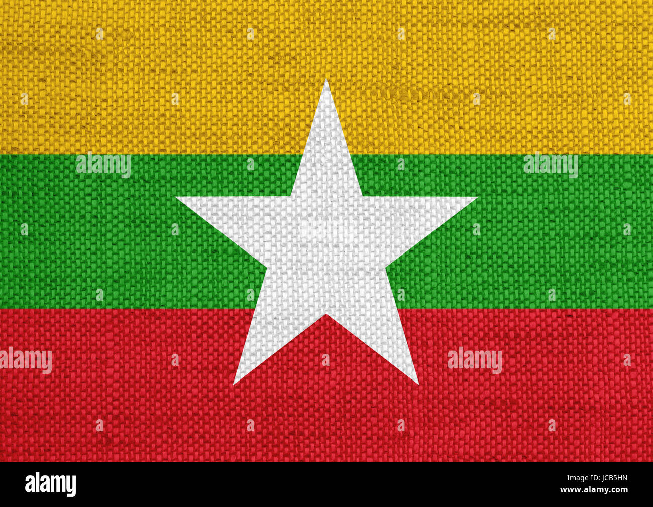 Flag of Myanmar on old linen Stock Photo - Alamy