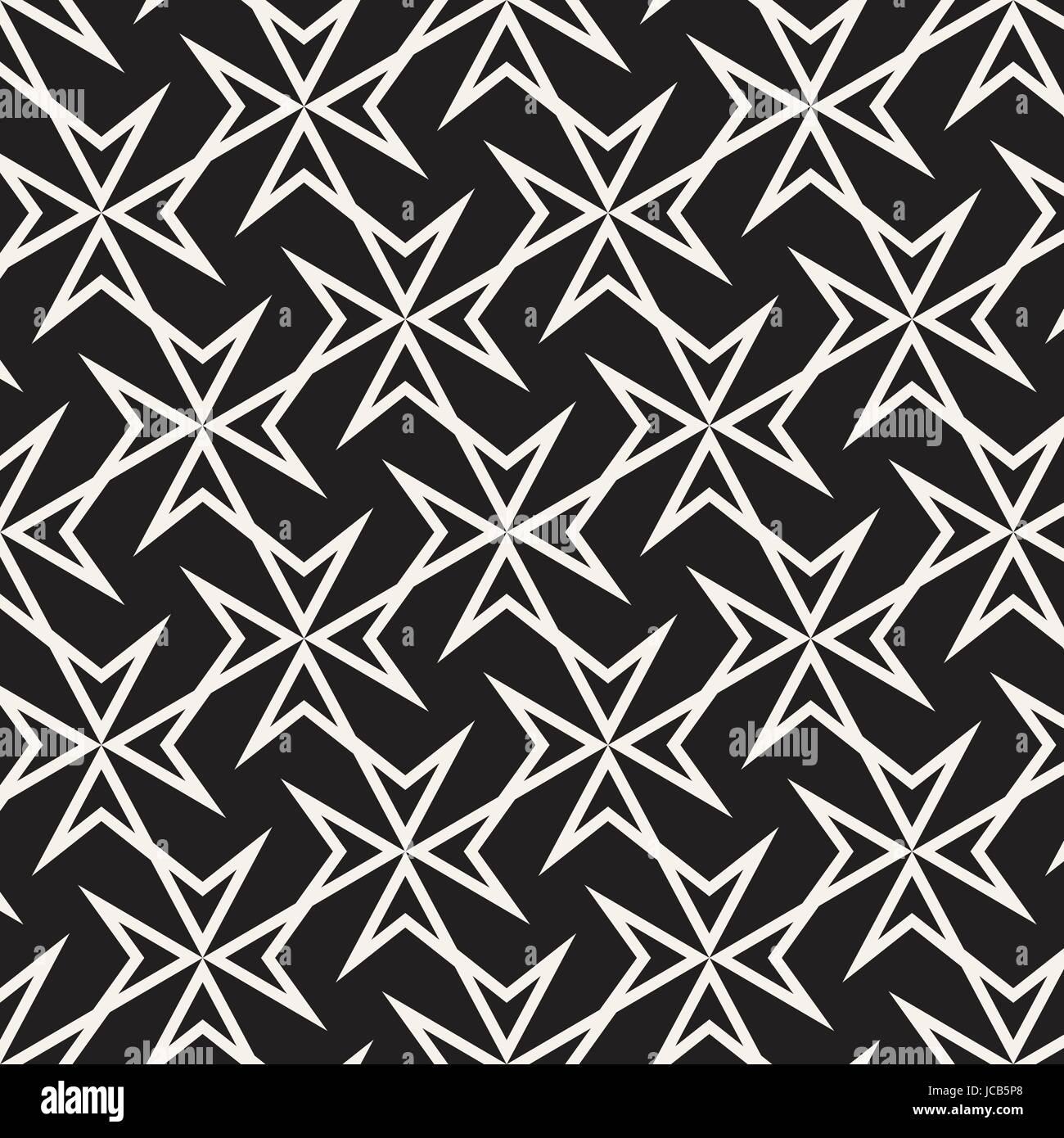 Seamless black and white cross shape lattice pattern. Abstract ...