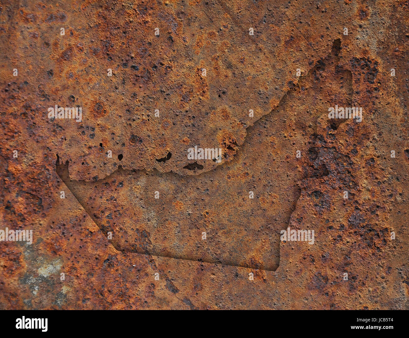 Map of United Arab Emirates on rusty metal Stock Photo - Alamy