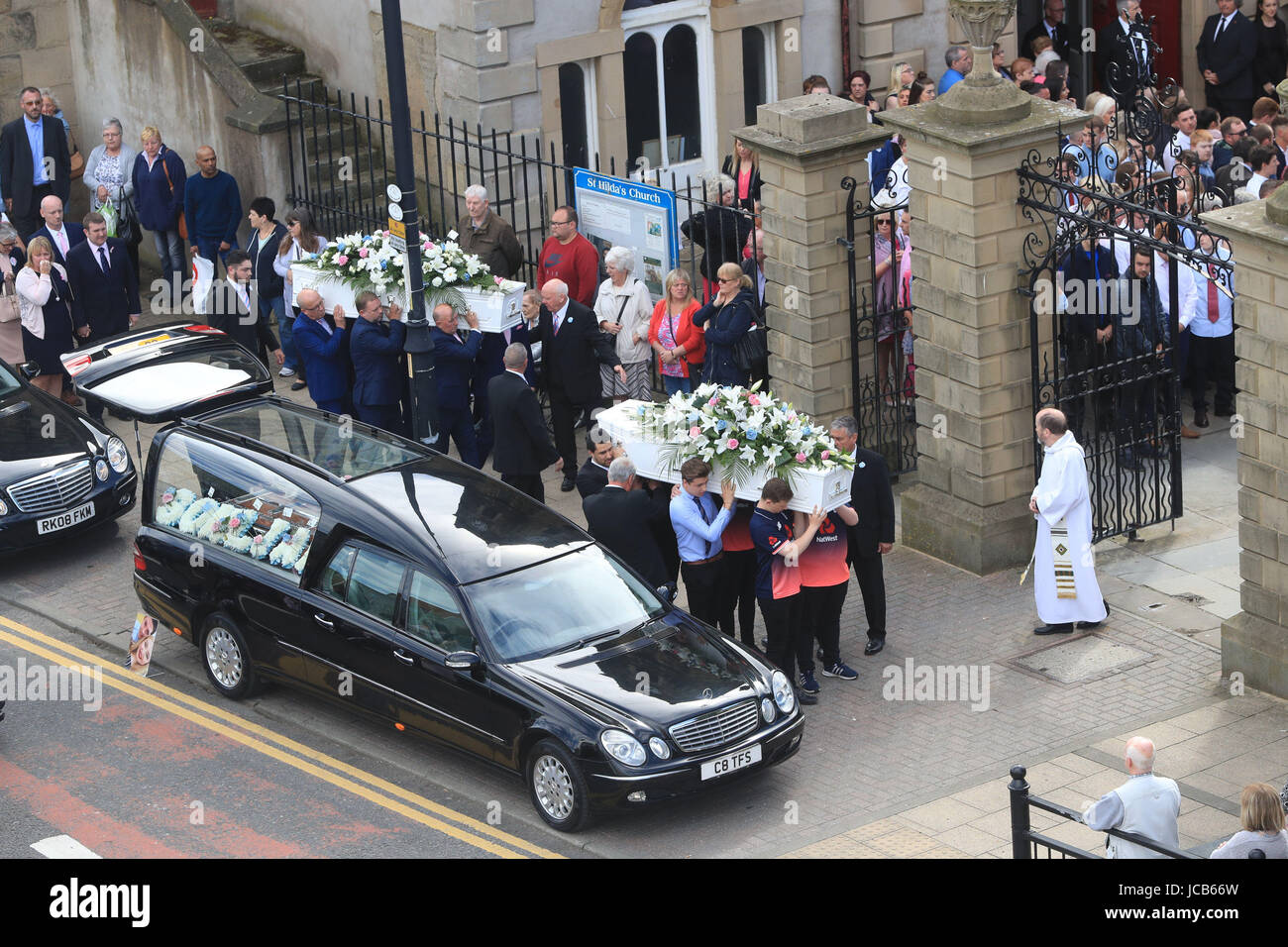 The coffins of Chloe Rutherford and Liam Curry, who were killed in the ...