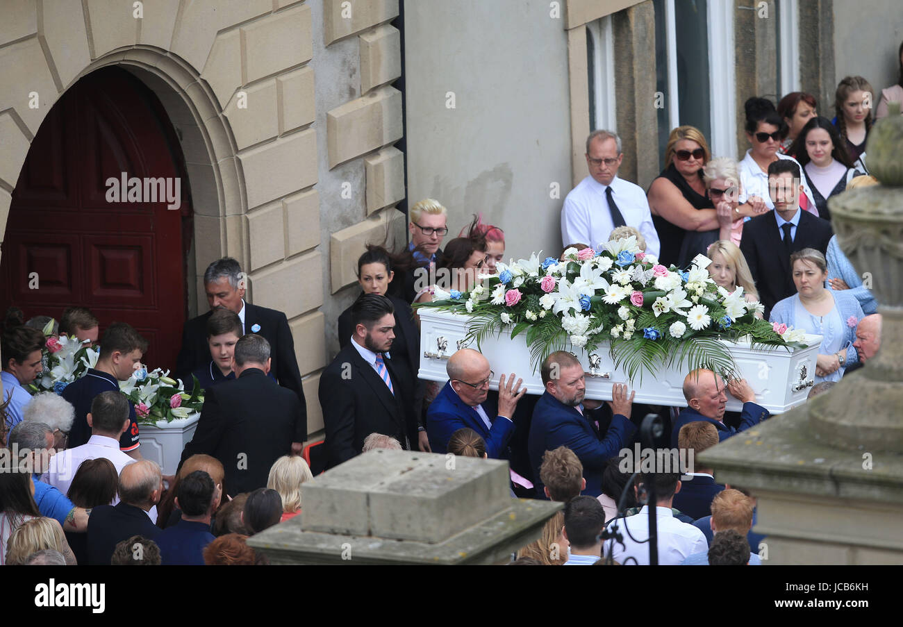 The coffins of Chloe Rutherford (right) and Liam Curry, who were killed ...