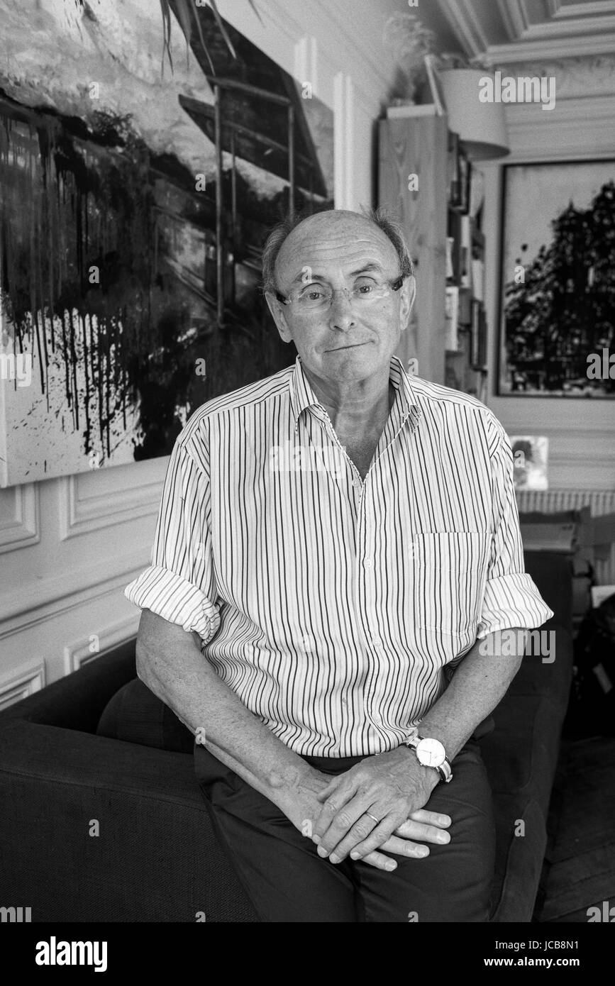 Portrait of Dominique Wolton at his place 14/09/2016 Â©Hannah ASSOULINE ...