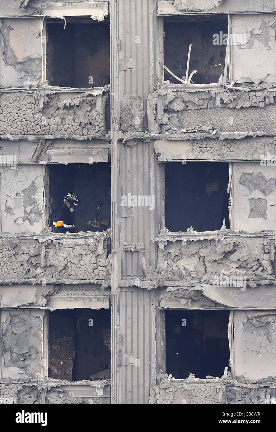 Fire service personnel inside Grenfell Tower in west London after a ...
