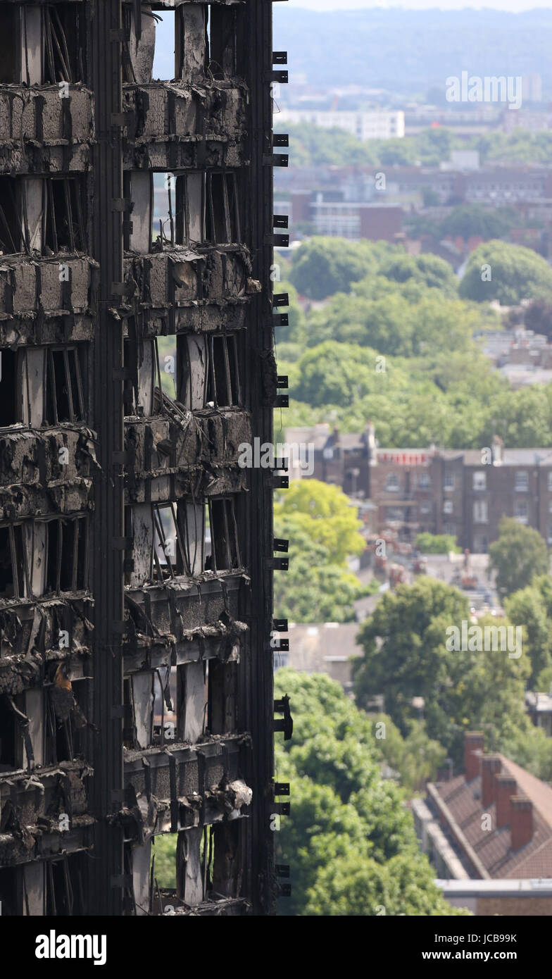 Grenfell Tower in west London after a fire engulfed the 24-storey ...