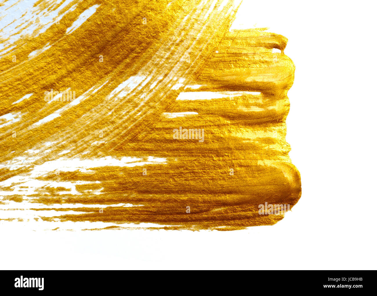 Golden stroke paint element design on white background Stock Photo - Alamy