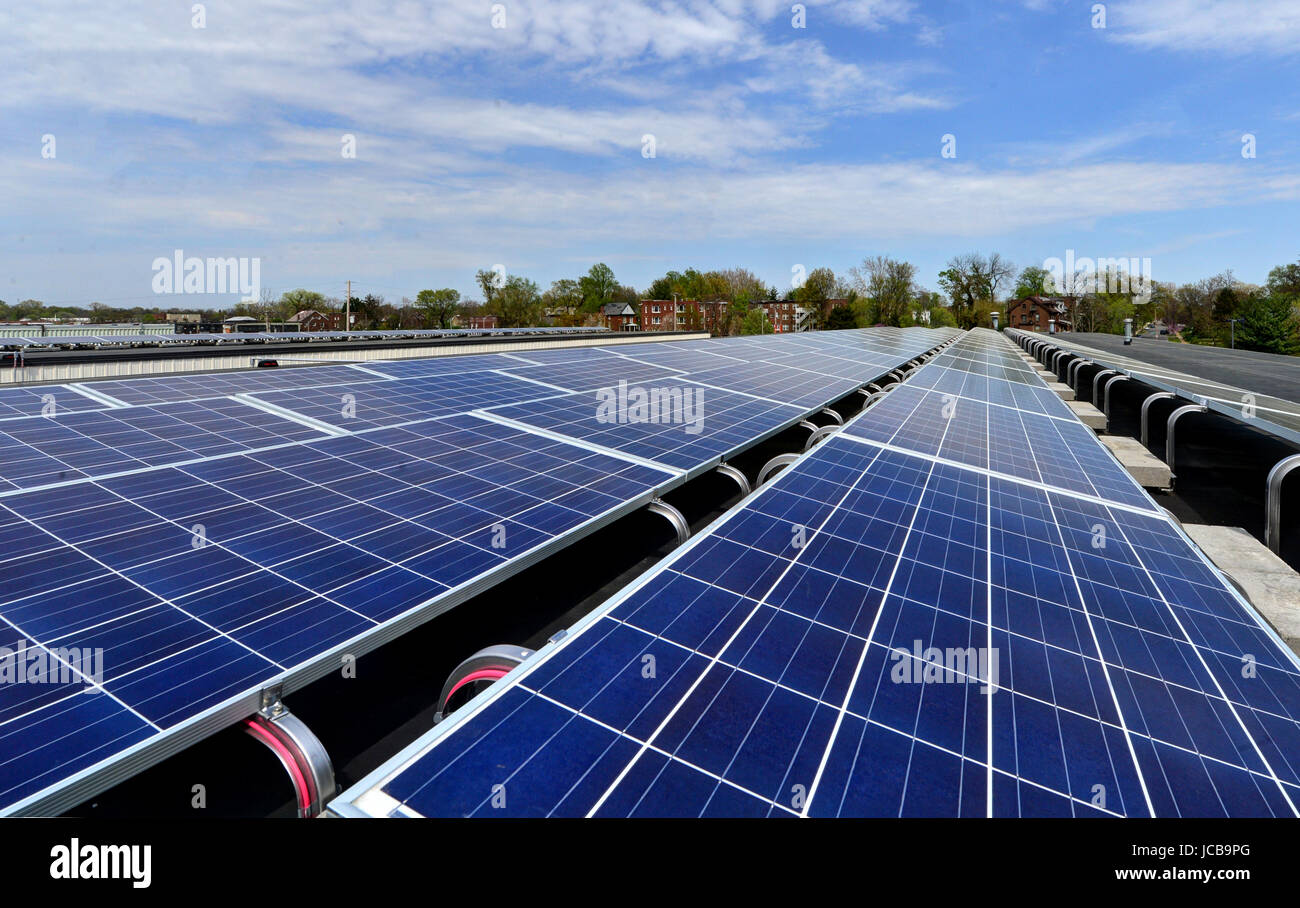 Solar panels on a building Stock Photo - Alamy