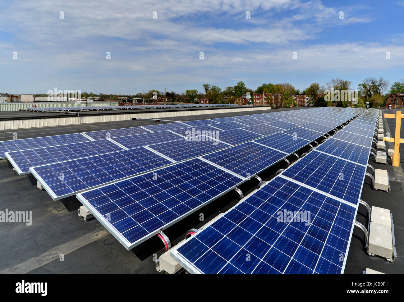 Solar panels on a building Stock Photo - Alamy