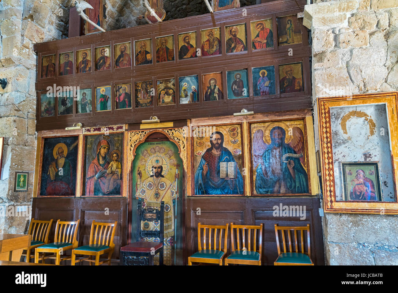 Agia Kyriaki church, interior, Paul's Pillar. Paphos, Cyprus Stock ...