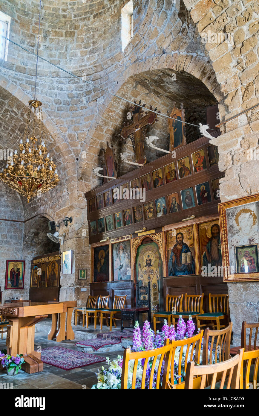 Vertical, Agia Kyriaki church, interior, Paul's Pillar. Paphos, Cyprus ...