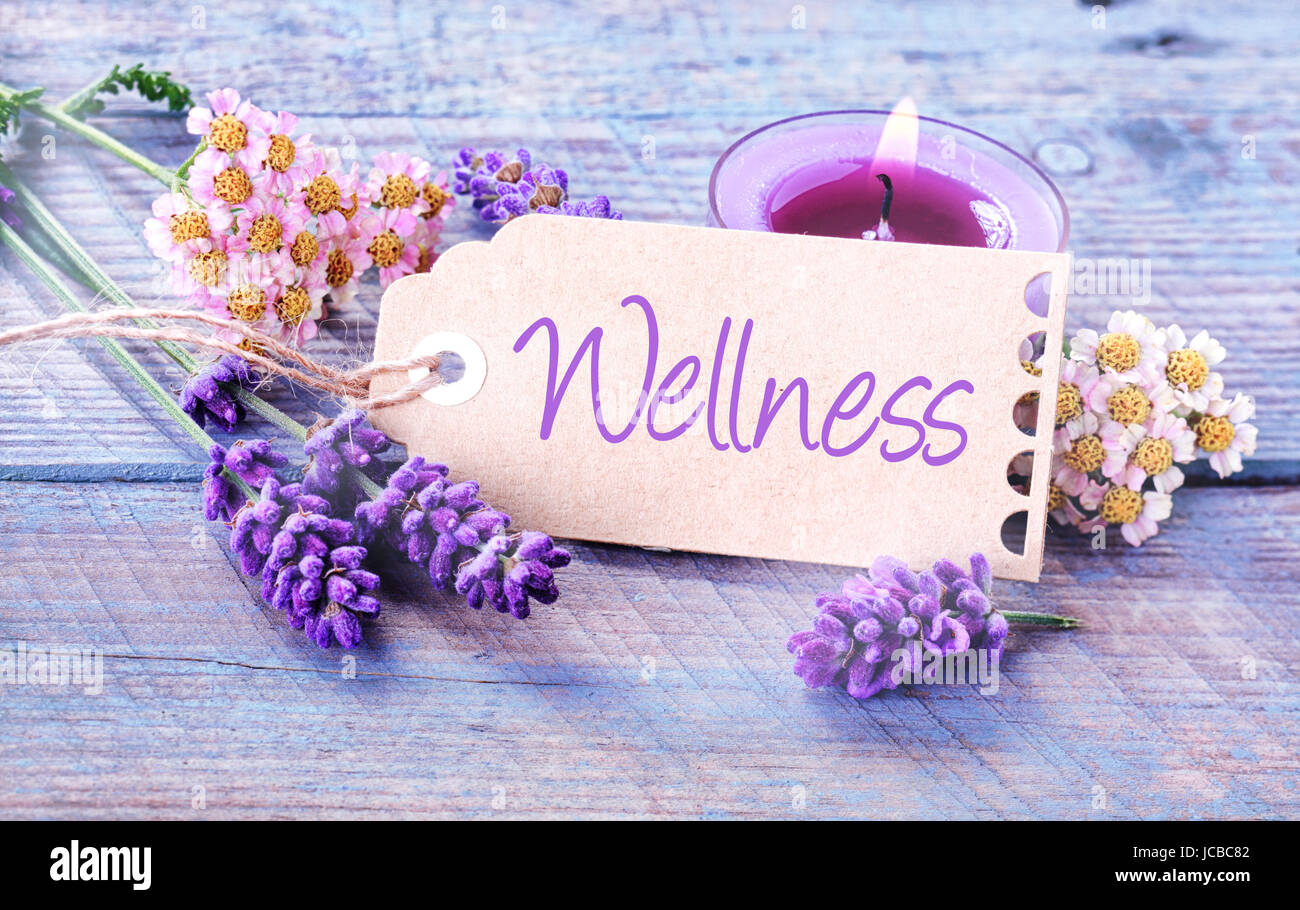 Pretty floral Wellness background with fresh scented lavender and ...