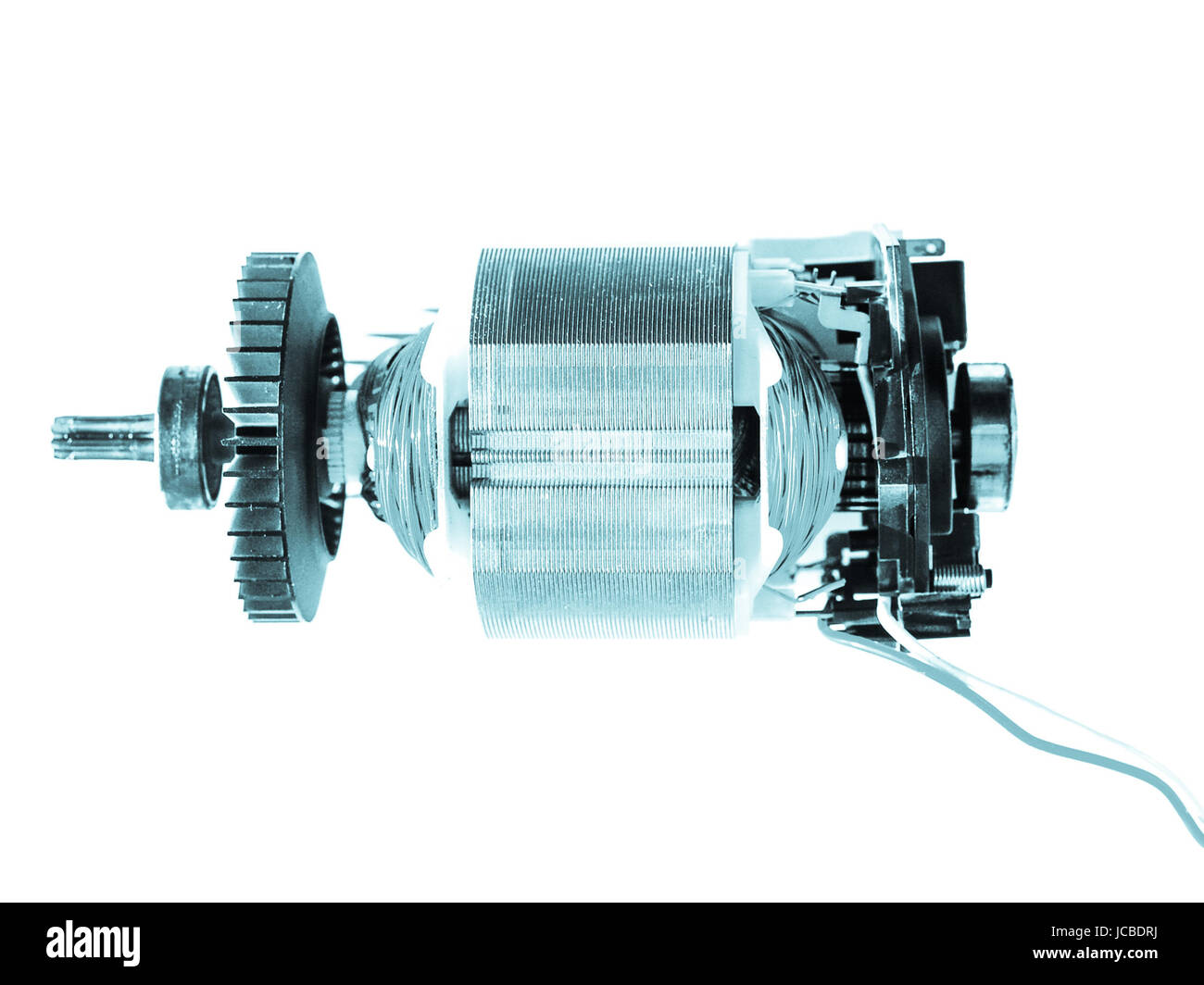Detail of a rotary electric engine motor - isolated over white ...