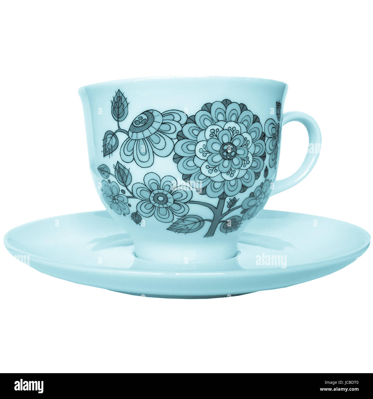 Tea cup - cool cyanotype Stock Photo - Alamy