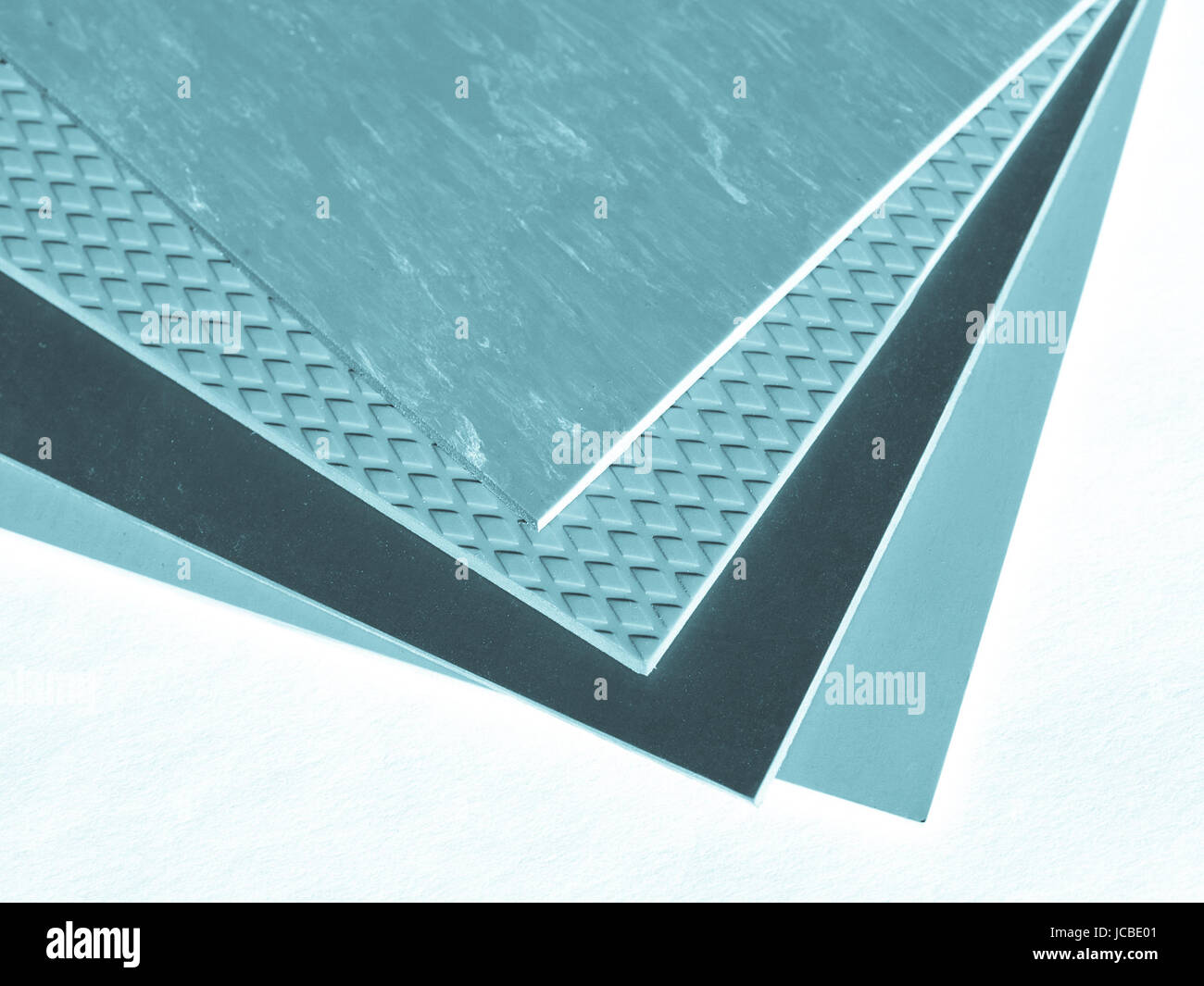 Coloured rubber or linoleum floor tiles sampler - cool cyanotype Stock ...