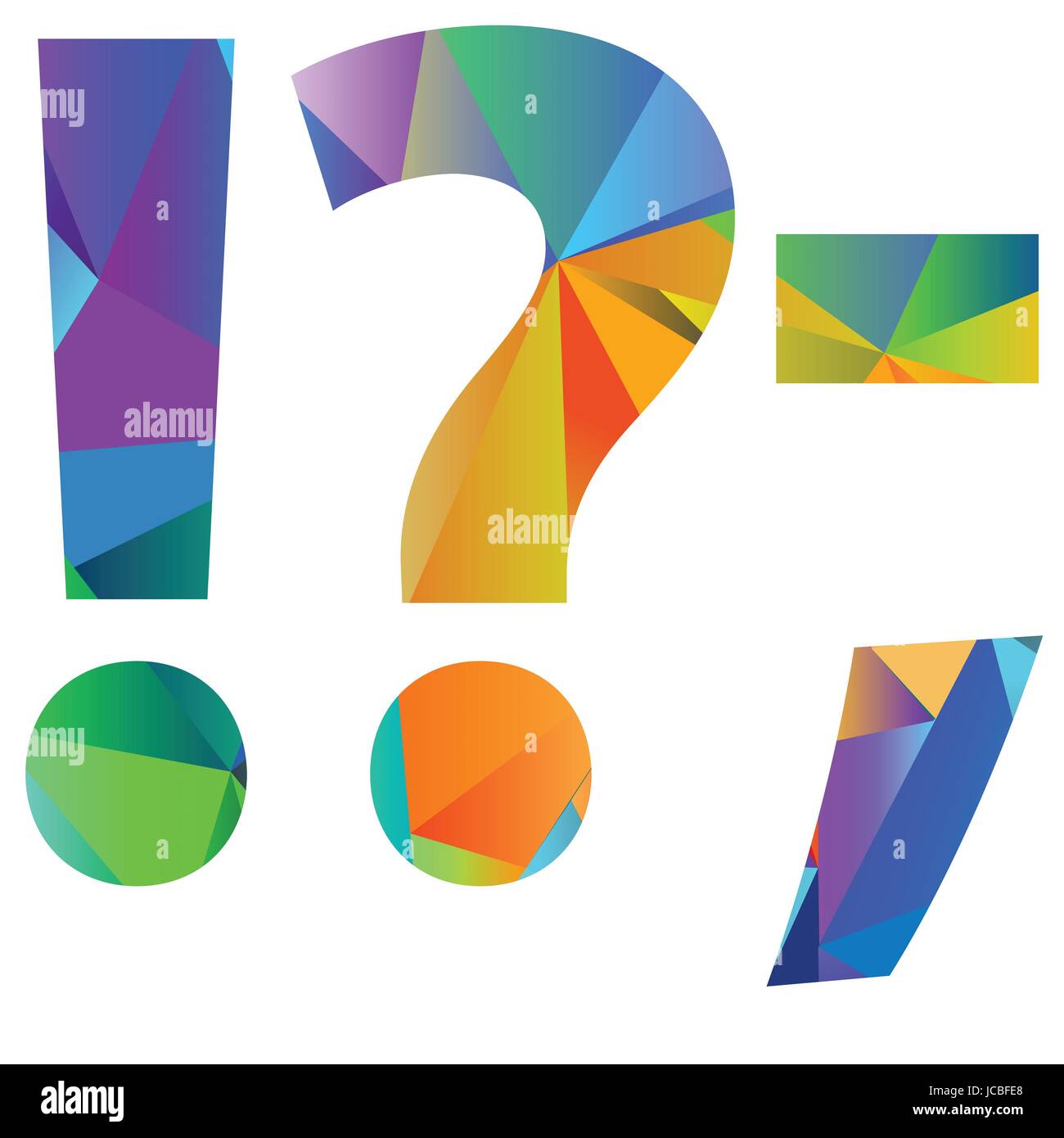 illustration with question mark of different colors on a white ...