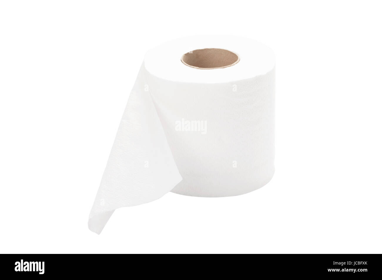single rolled toilet paper isolated on white background with path Stock ...